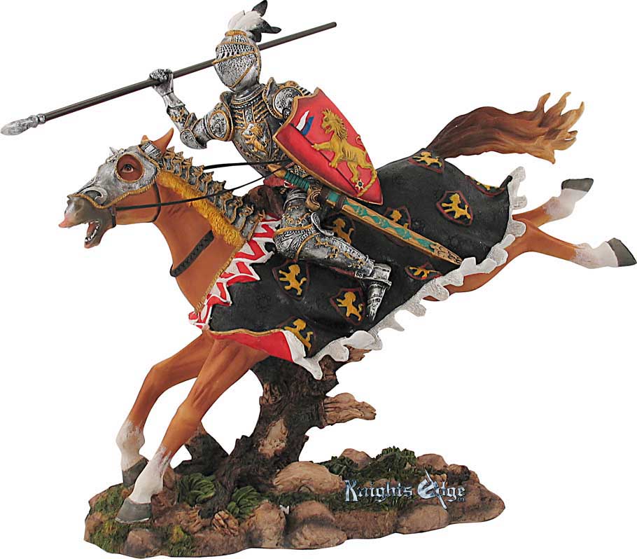 Charging Knight Figure on Horseback - Medieval Knight Collectibles